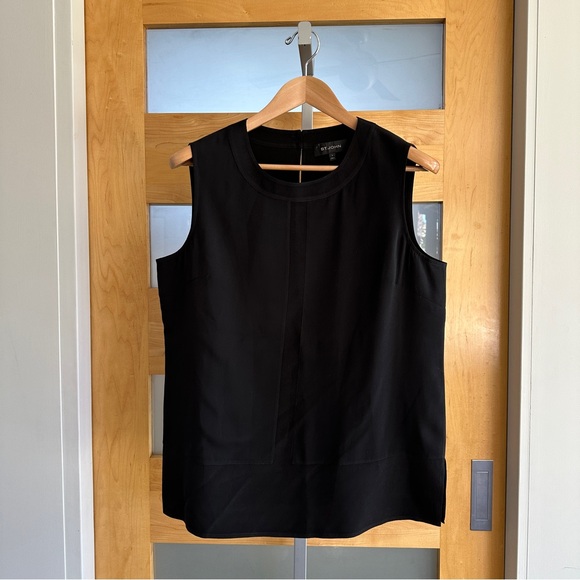 St. John | Tops | St John Silk Sleeveless Top Black Large | Poshmark